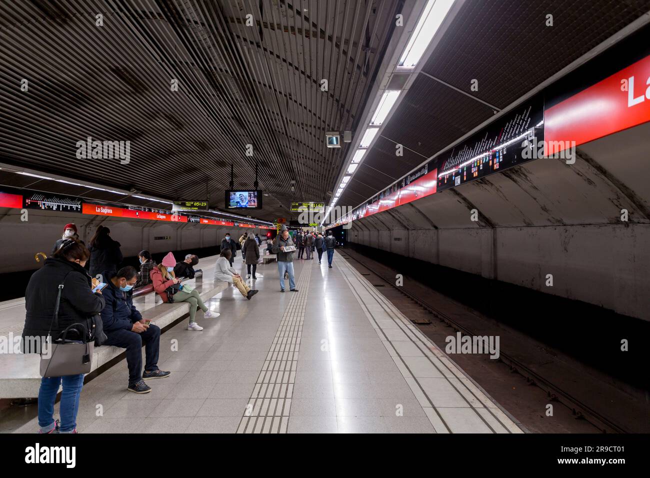 Barcelona, Spain - FEB 13, 2022: : Inside of La Sagrera station of ...