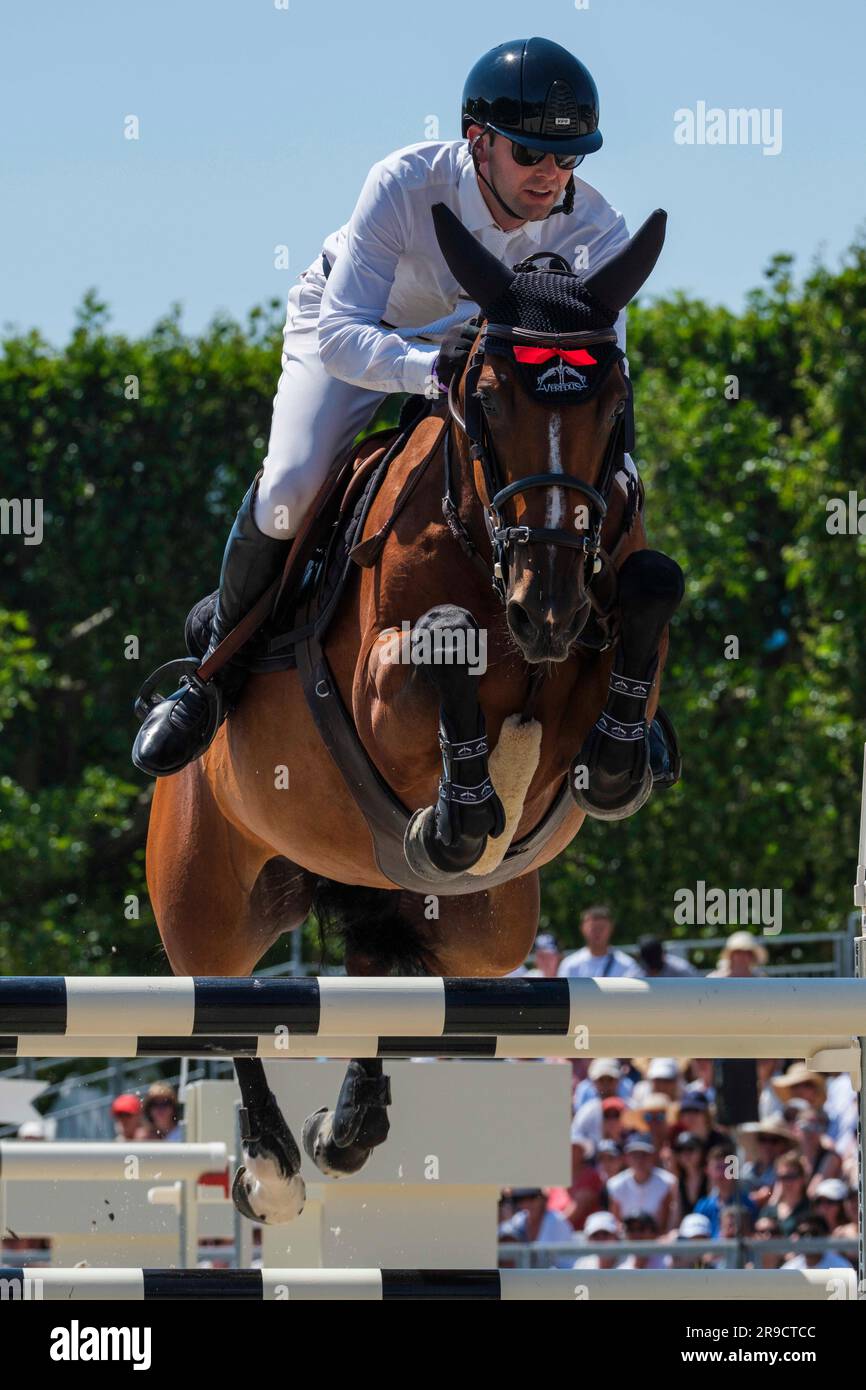 Paris, France. 25th June, 2023. Samuel Hutton riding Melusina BVL Z ...