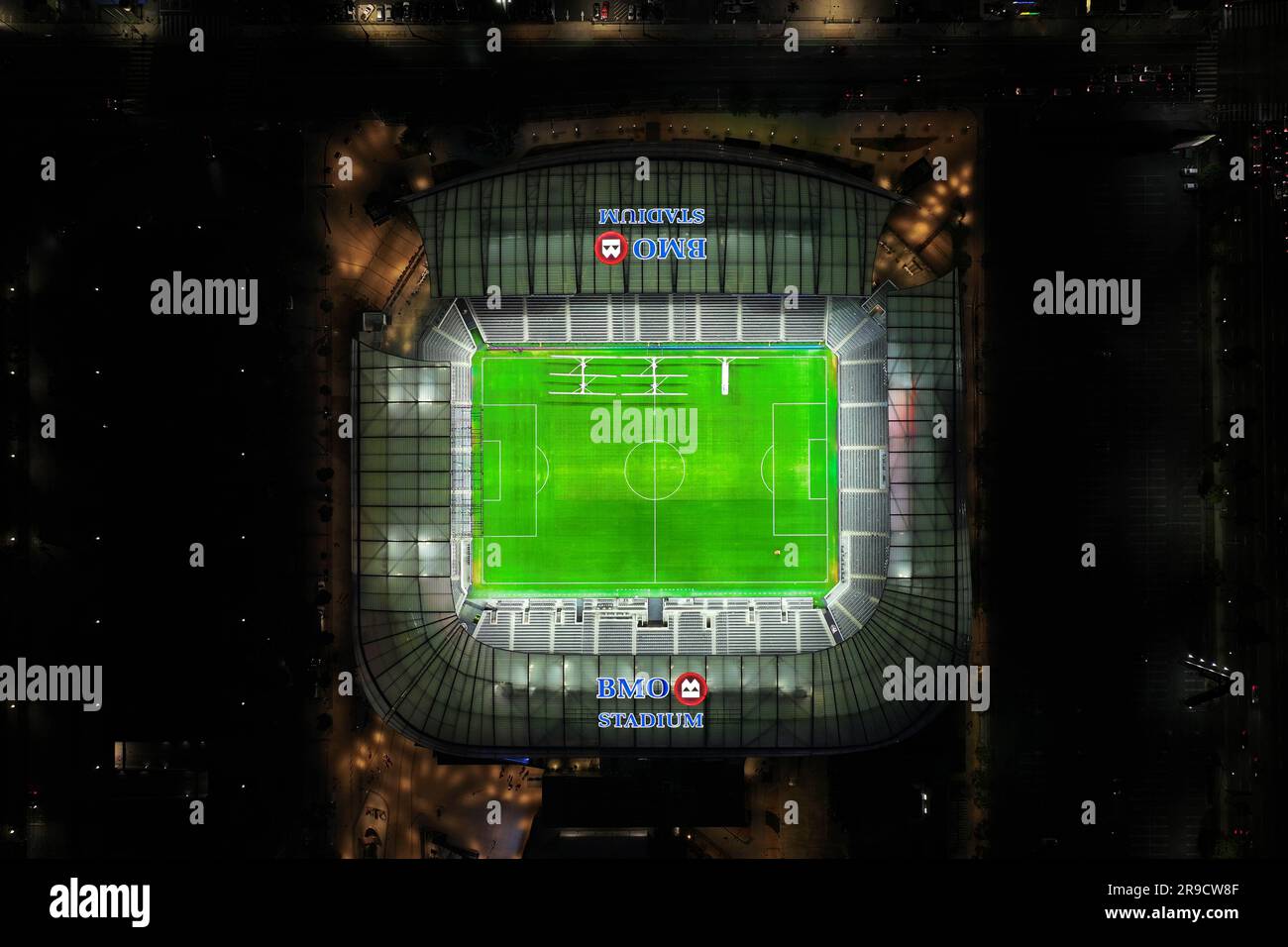 A general overall aerial view of BMO Stadium, Sunday, June 25, 2023, in ...