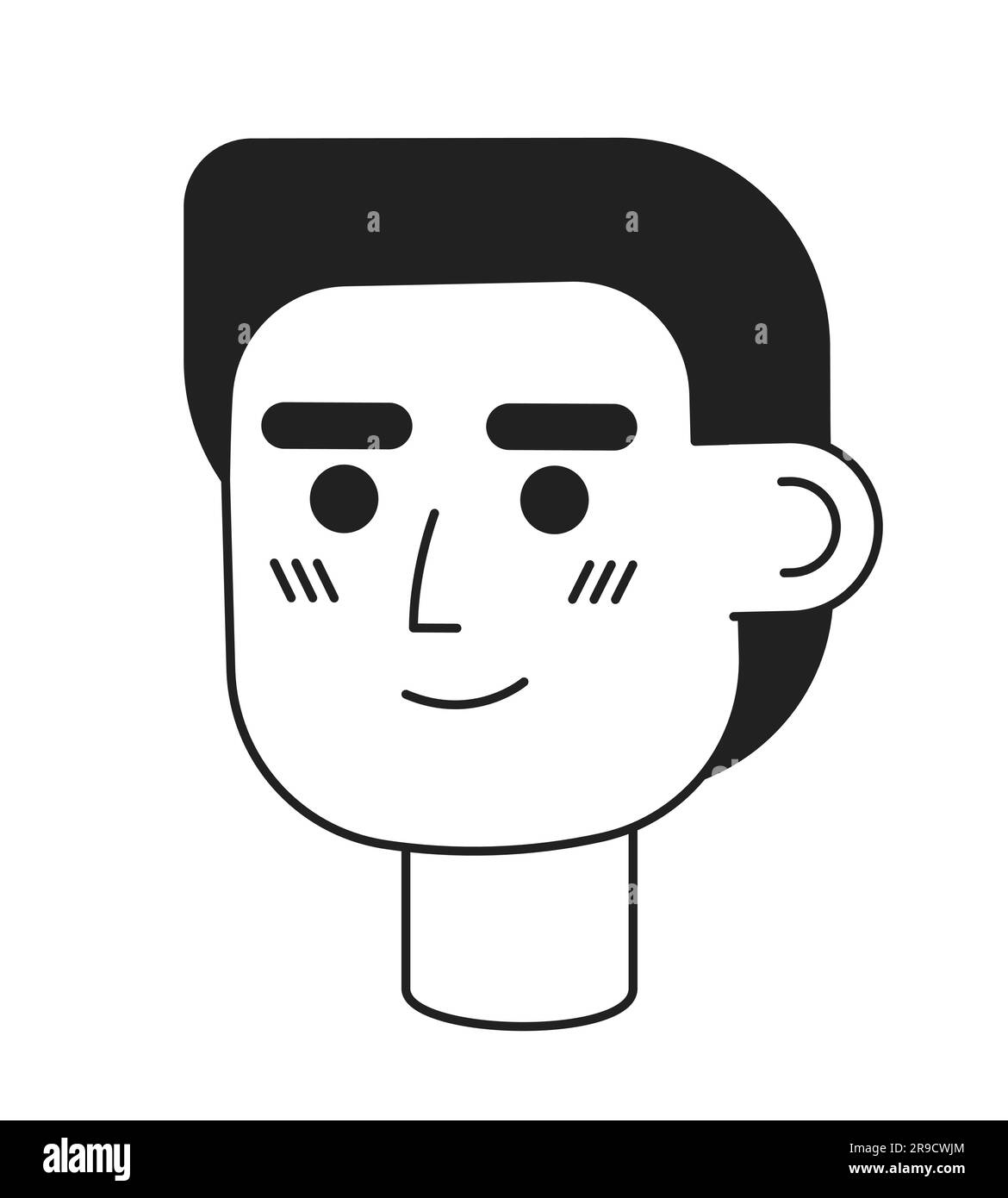 Caucasian boy with red hair monochrome flat linear character head Stock ...