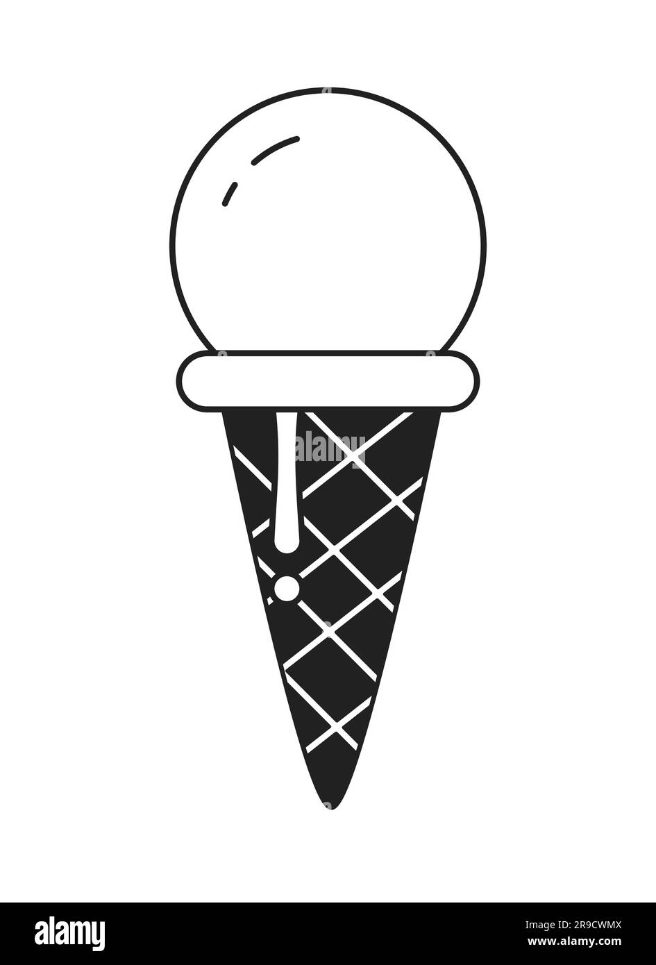 Frozen Yummy Ice Cream Cone Monochrome Flat Vector Object Stock Vector Image And Art Alamy