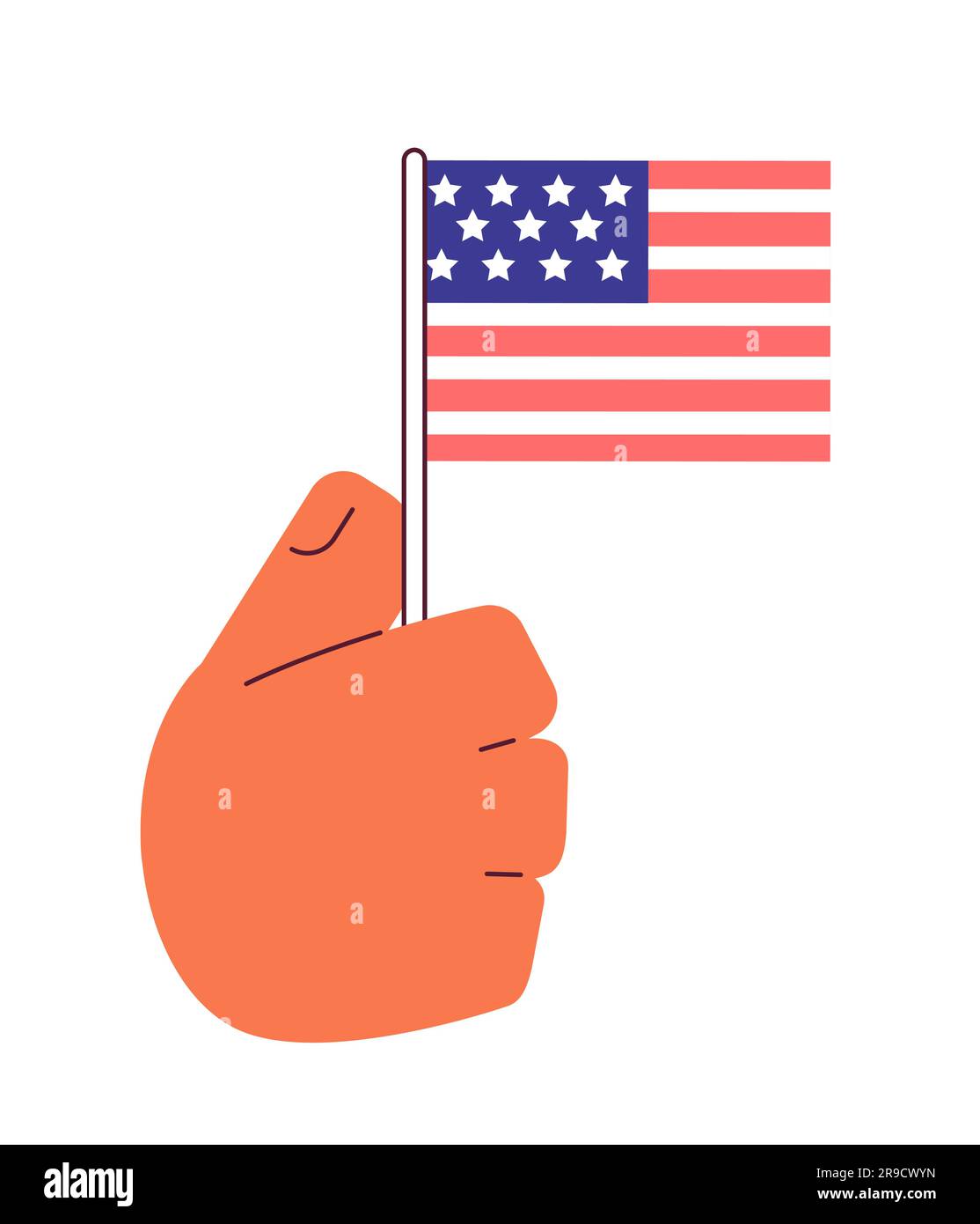 American flag holding semi flat colorful vector hand Stock Vector Image ...