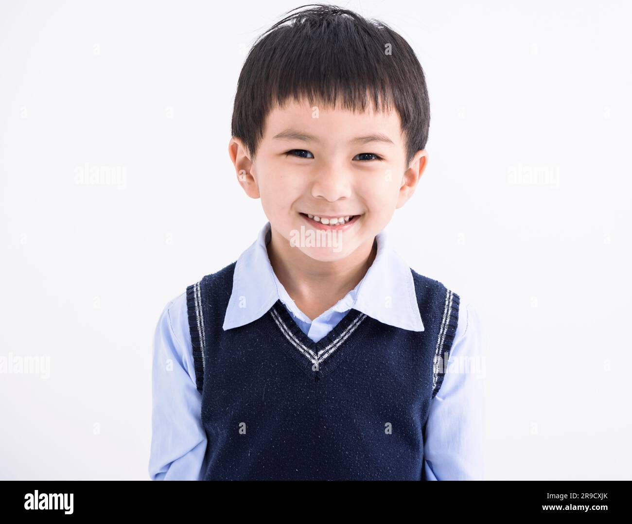 closeup Happy asian boy face on white background Stock Photo - Alamy