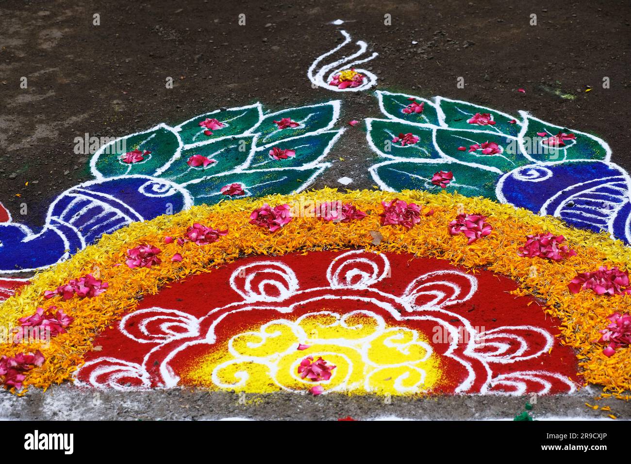 Colourful Rangoli Design is an art form made during using powder ...