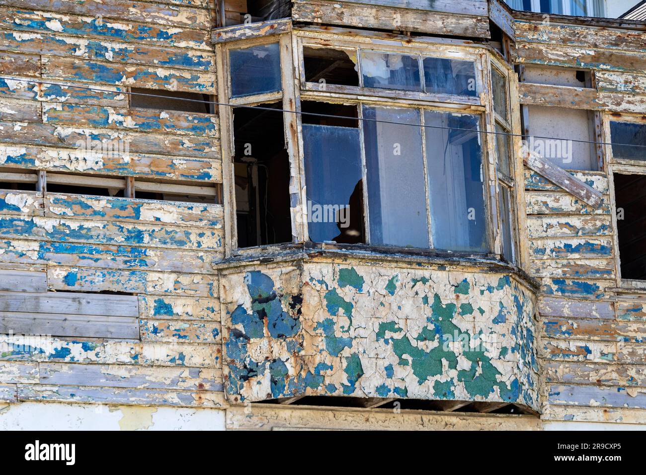 Detail of a Section of a Derelict Beachside House. Window and Peeling ...