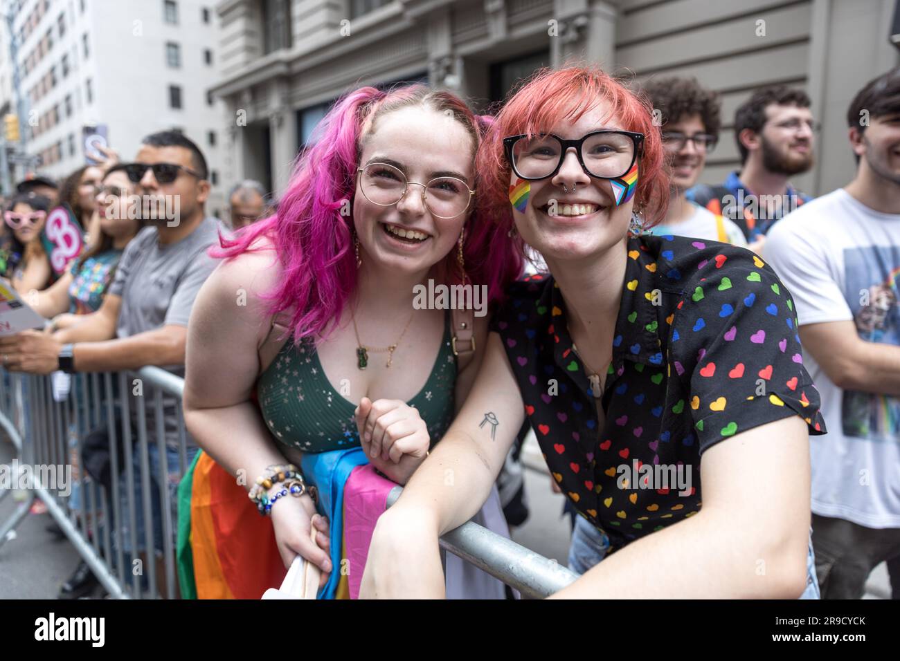Participants at the LGBTQIA Pride March on June 25, 2023 in New York ...