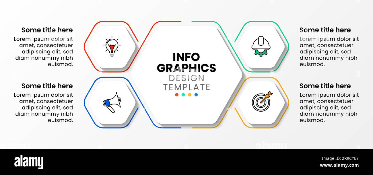 Infographic template with icons and 4 options or steps. Hexagon. Can be ...