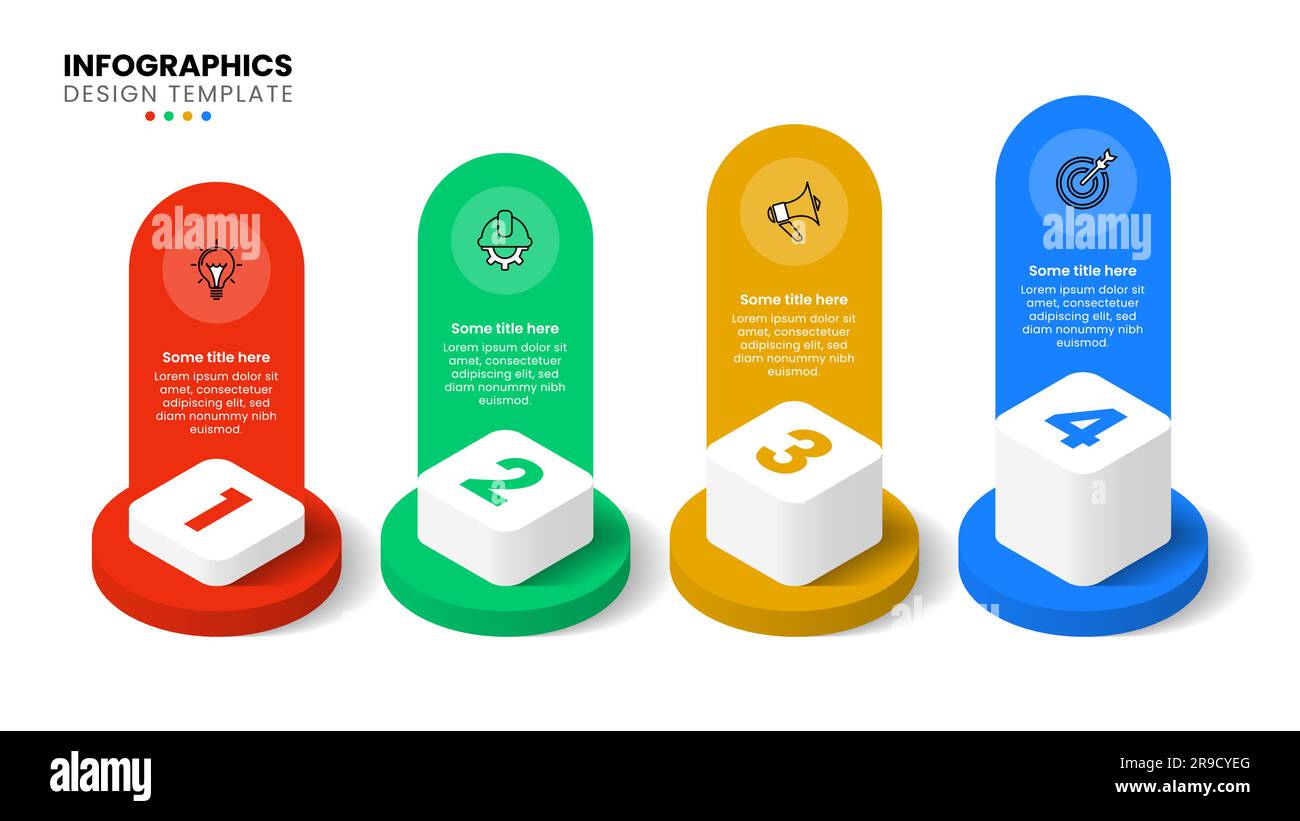 Infographic template with icons and 4 options or steps. Isometric columns. Can be used for ...
