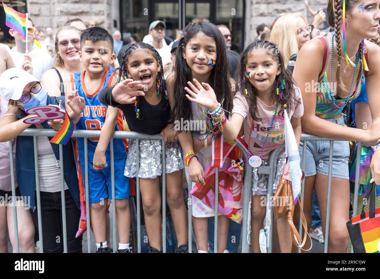 Participants at the LGBTQIA Pride March on June 25, 2023 in New York ...