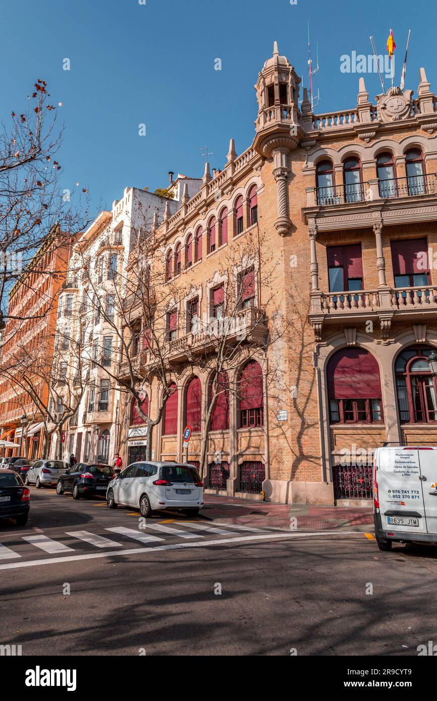 Zaragoza, Spain - February 14, 2022: Generic architecture and street ...