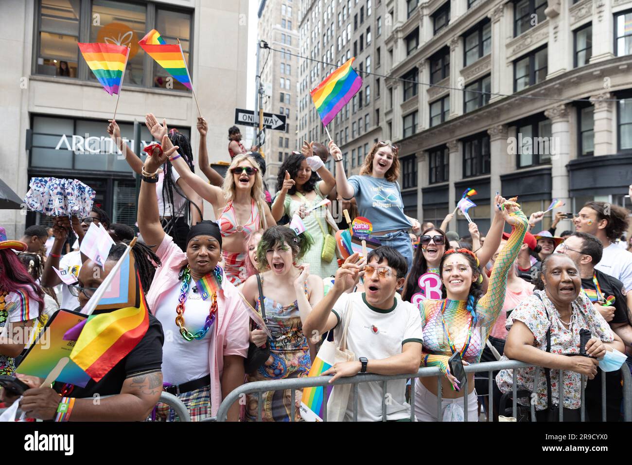Participants at the LGBTQIA Pride March on June 25, 2023 in New York ...