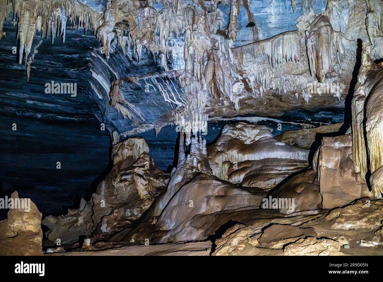 Limestone cave of stalactite and stalagmite formations, the Gruta da ...