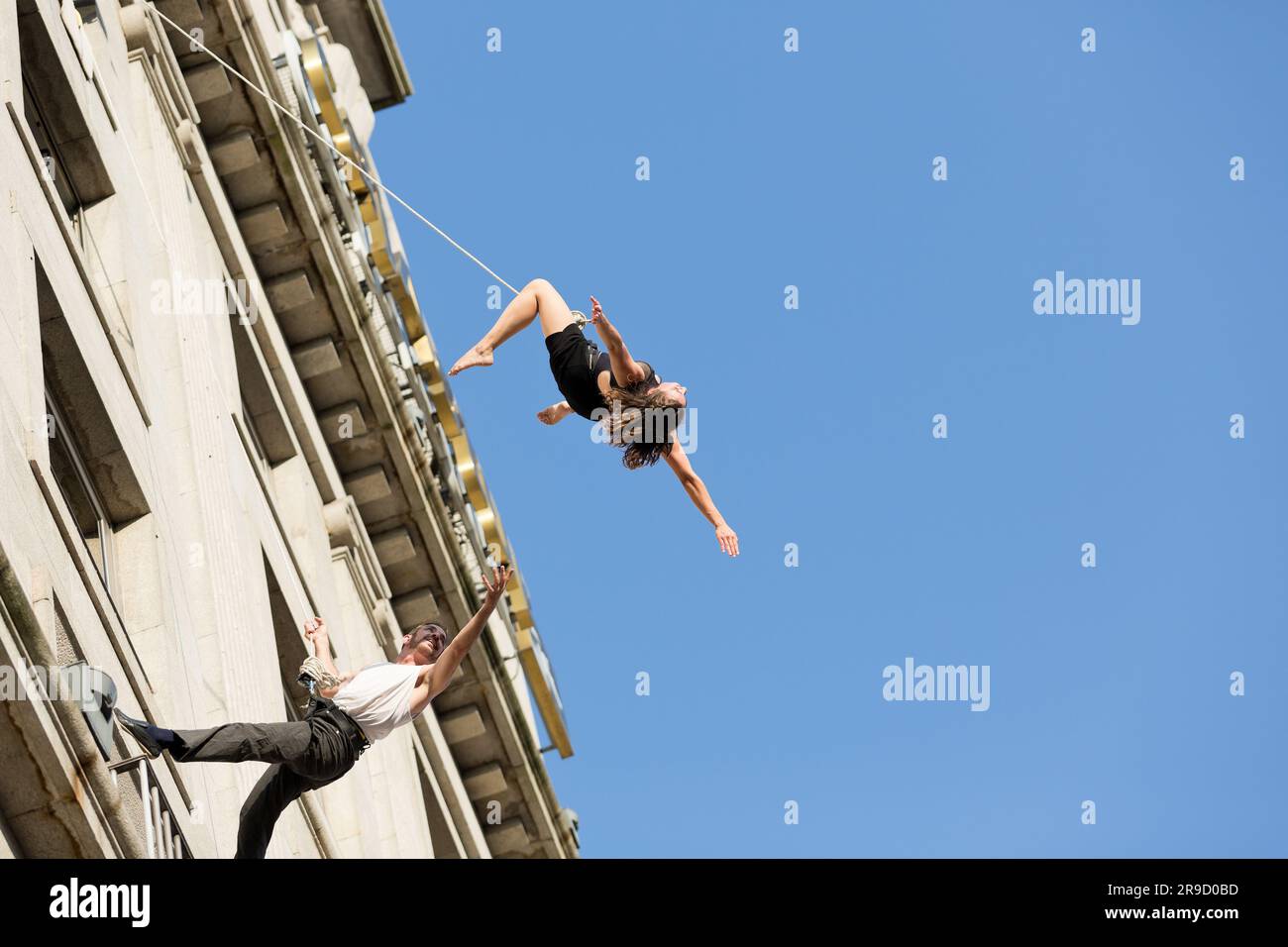 Oviedo, Asturias, northern Spain. CAFCA street art festival. Vertical ...