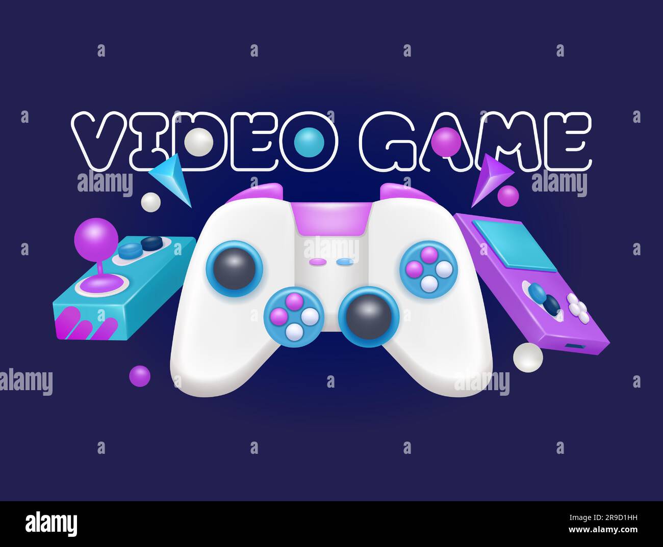 Video Games, 3d illustration. White gamepad for gaming, pocket console ...