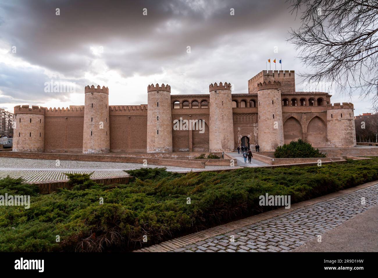 Zaragoza, Spain - FEB 14, 2022: The Aljaferia Palace is a fortified ...