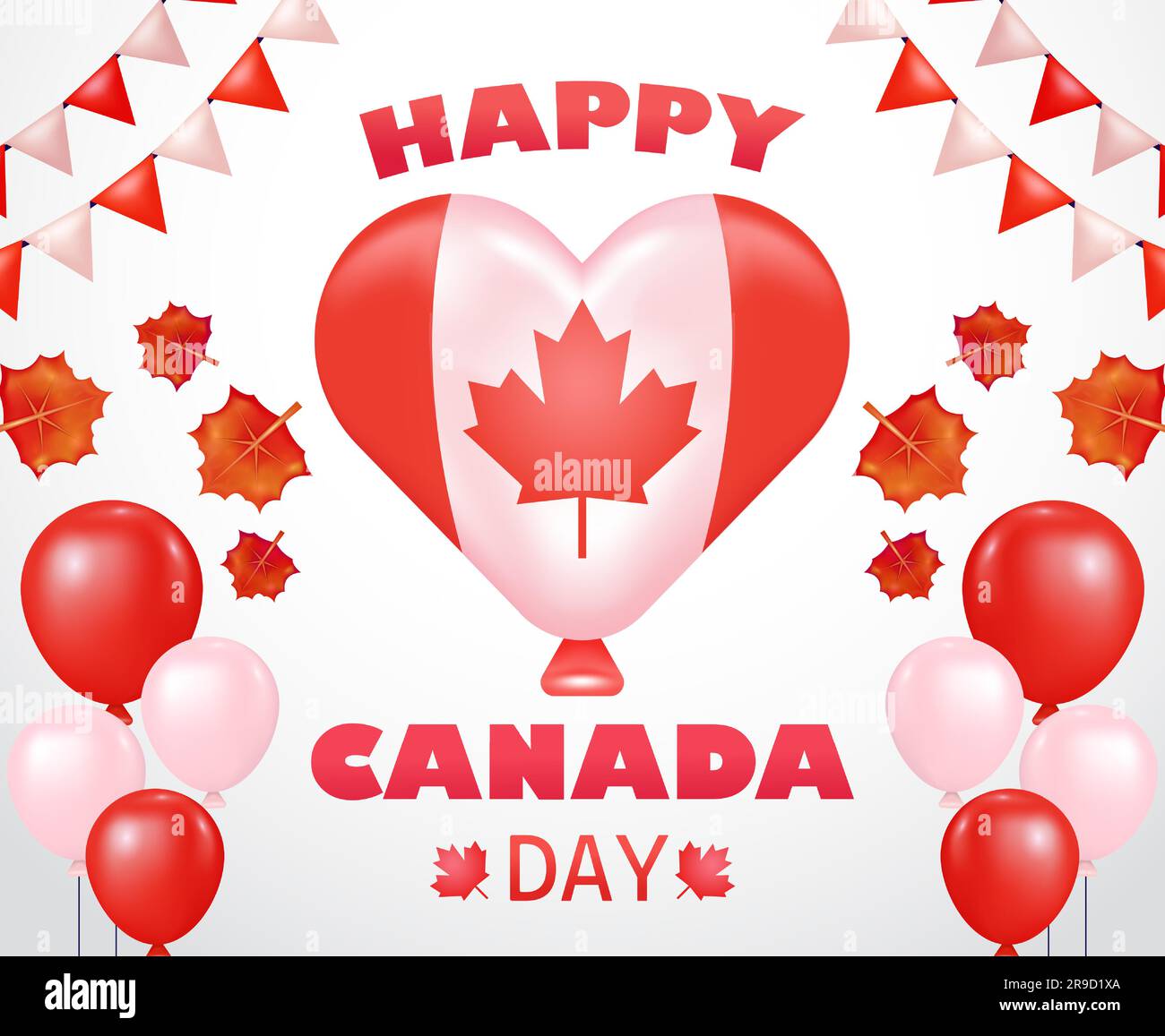 Happy Canada Day, 3d vector illustration of a Canadian flag love ...