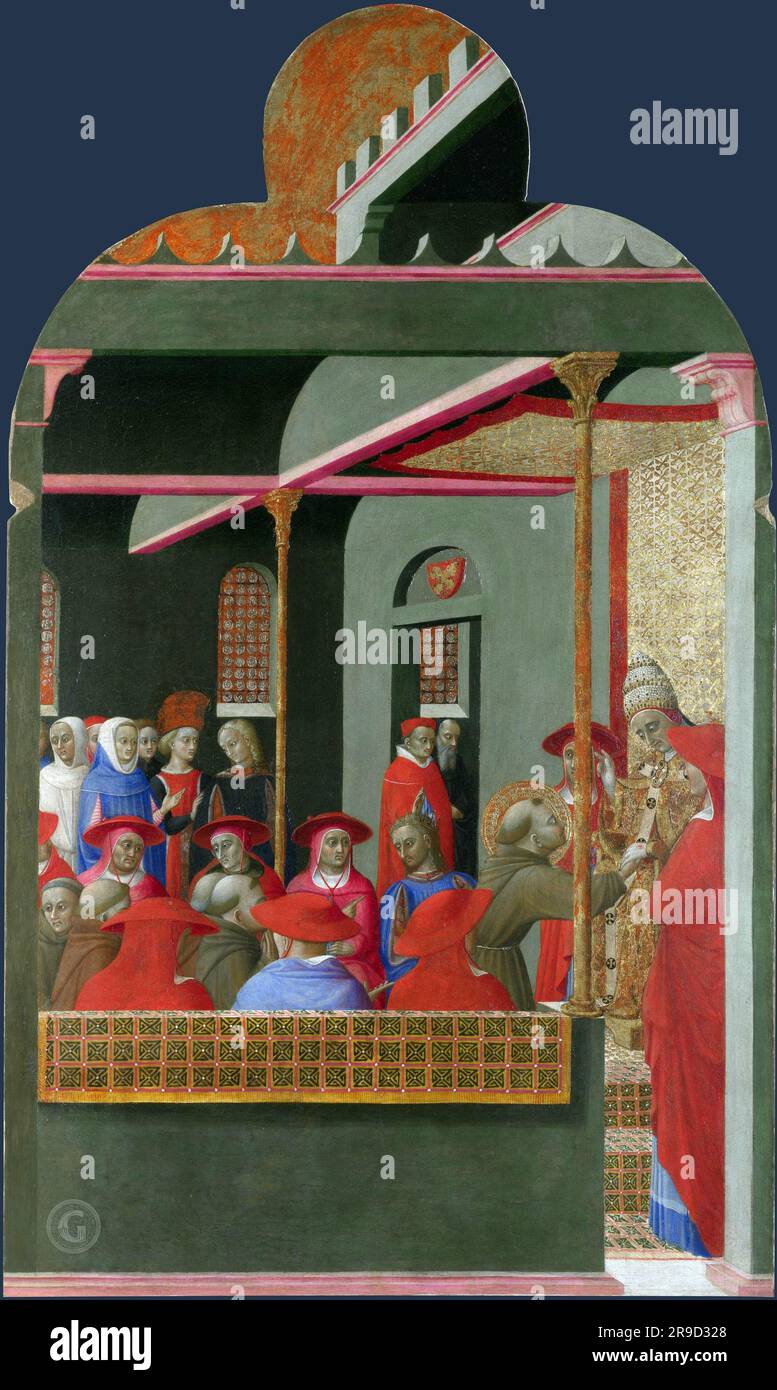 Sassetta - Saint Francis before Pope Honorius III 1437-44 Stock Photo ...