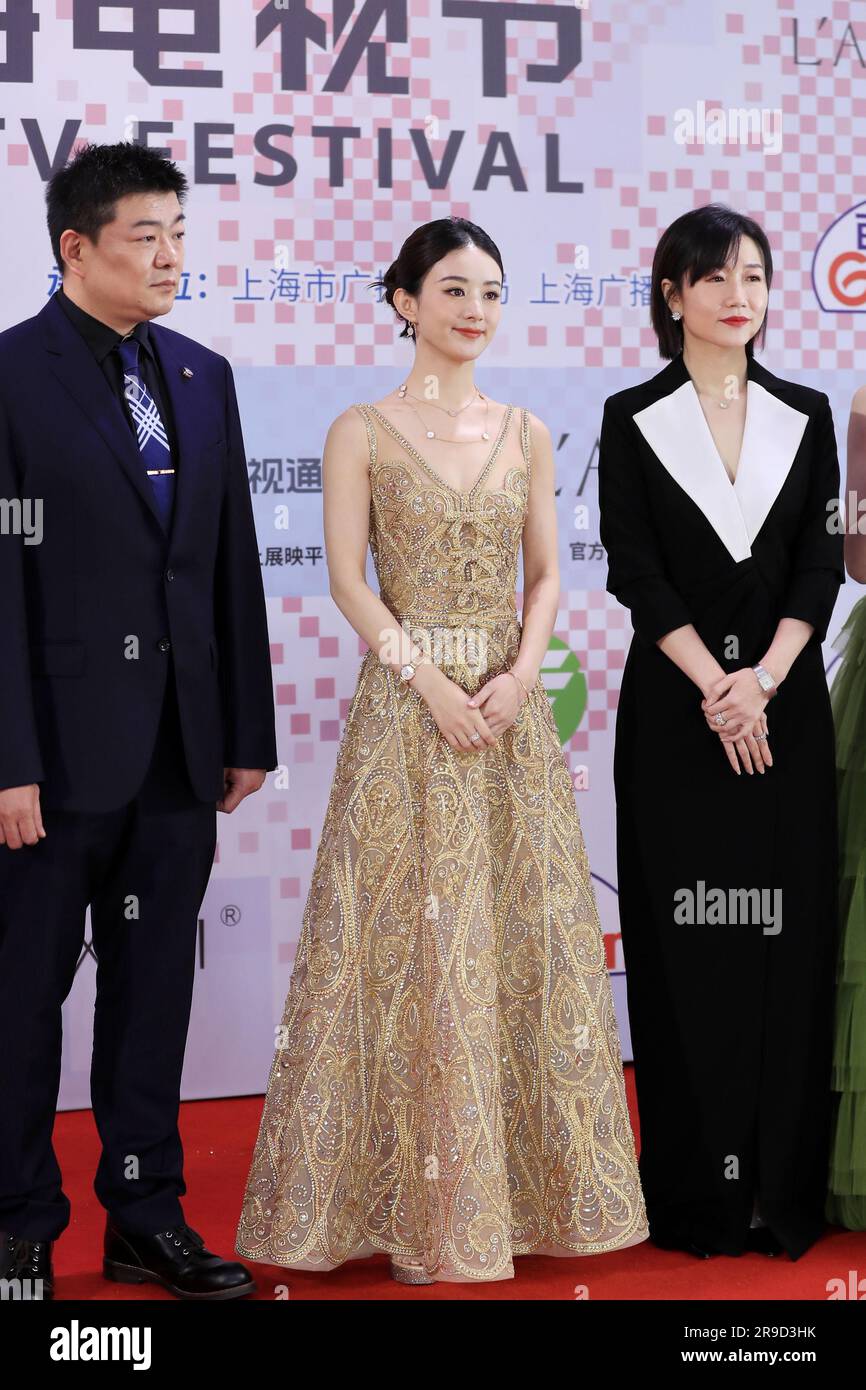 Chinese actress and singer Zhao Liying (middle) attends the Magnolia Award ceremony at the 28th ...