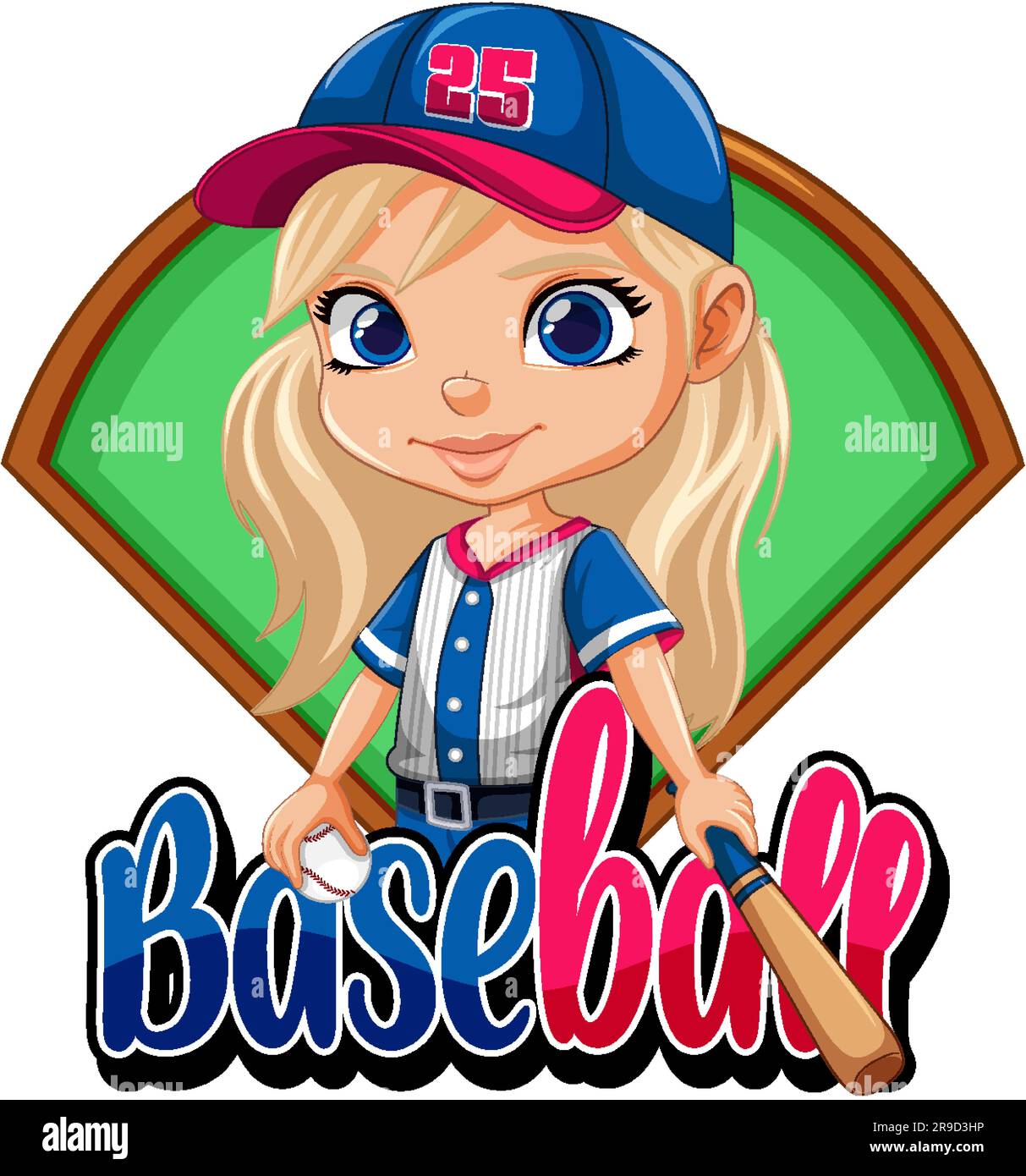 Cute Girl with Baseball Text illustration Stock Vector Image & Art - Alamy
