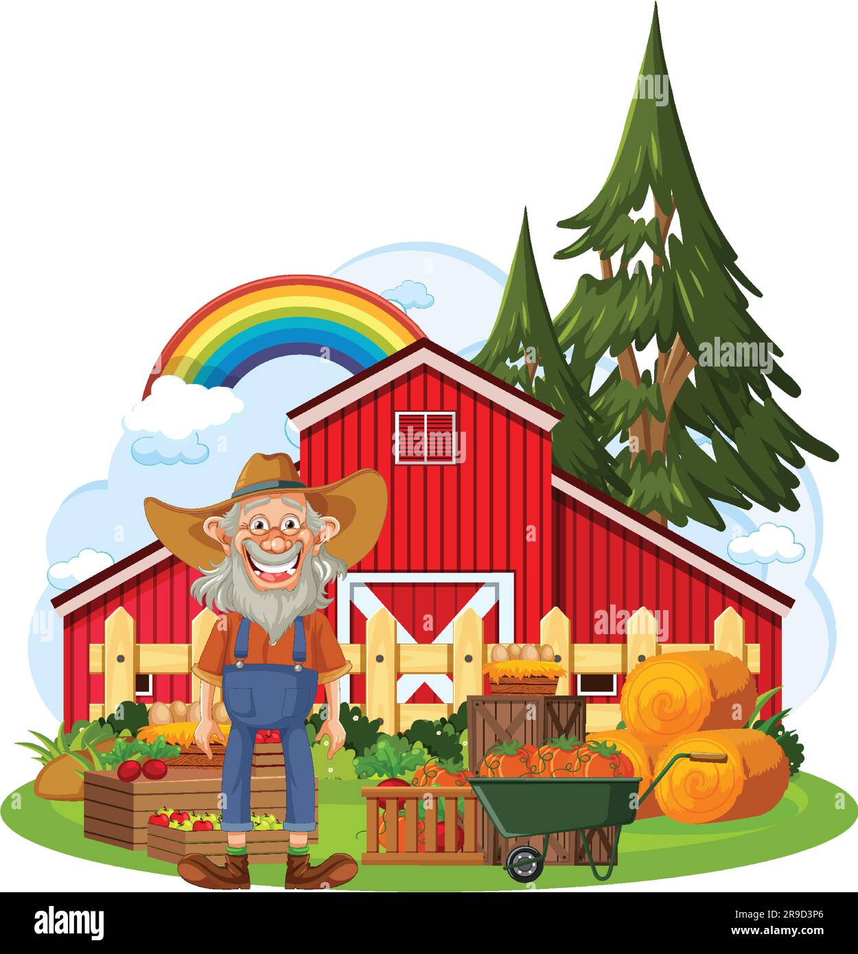 Old Farmer in the Farm Scene illustration Stock Vector Image & Art - Alamy
