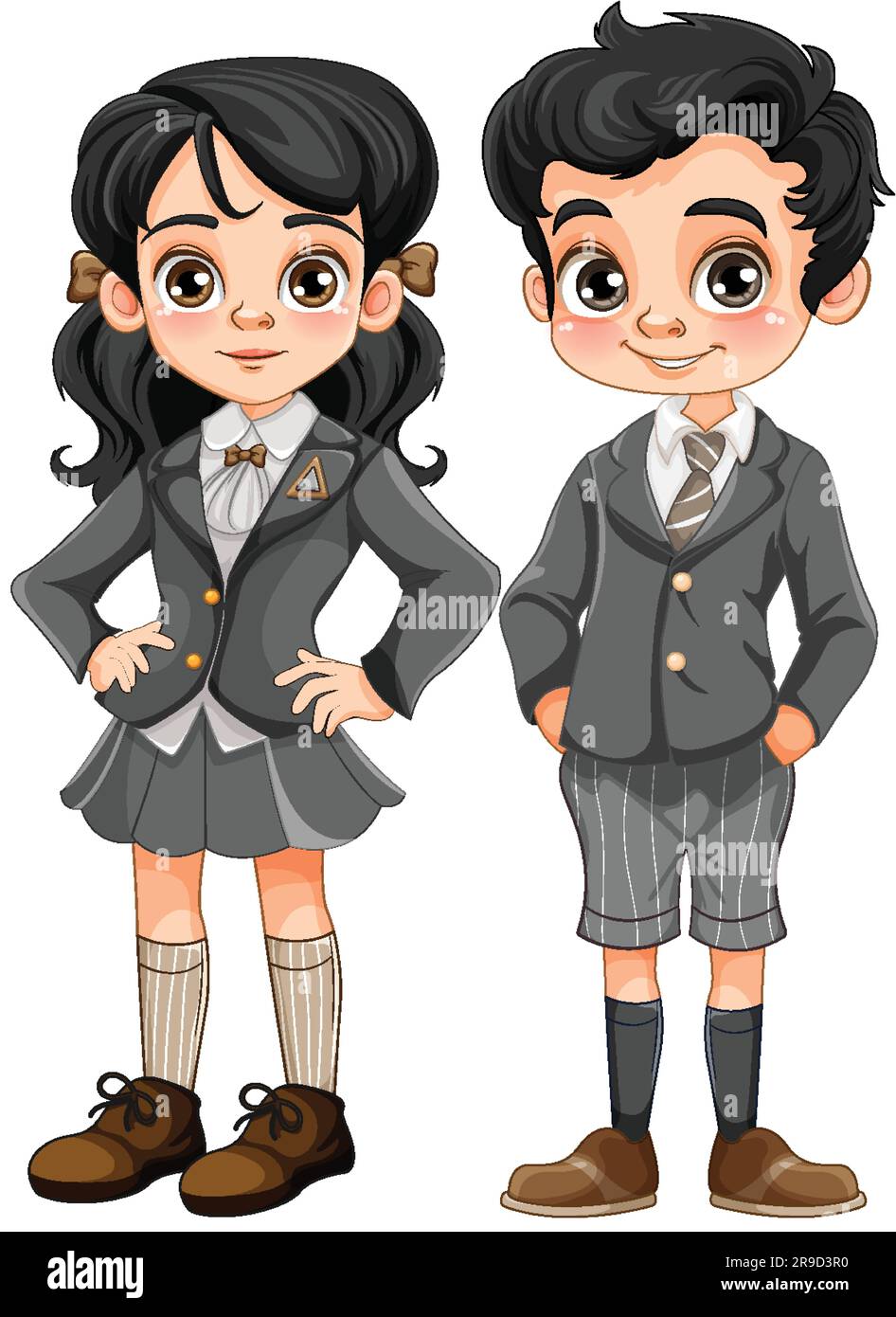 Student Boy and Girl in Uniform Vector illustration Stock Vector Image ...
