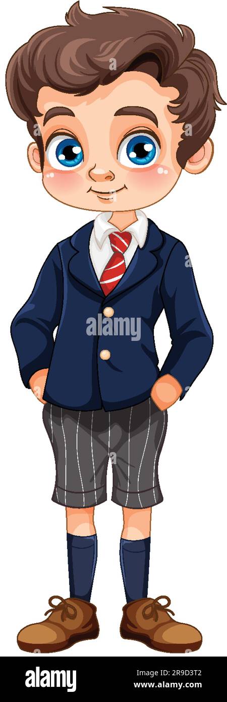 Boy in Student Uniform Cartoon illustration Stock Vector Image & Art ...