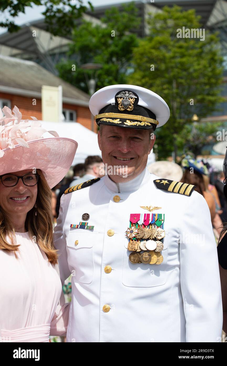 Ascot, Berkshire, UK. 23rd June, 2023. Captain Gregory Leland from the US attends Royal Ascot ...