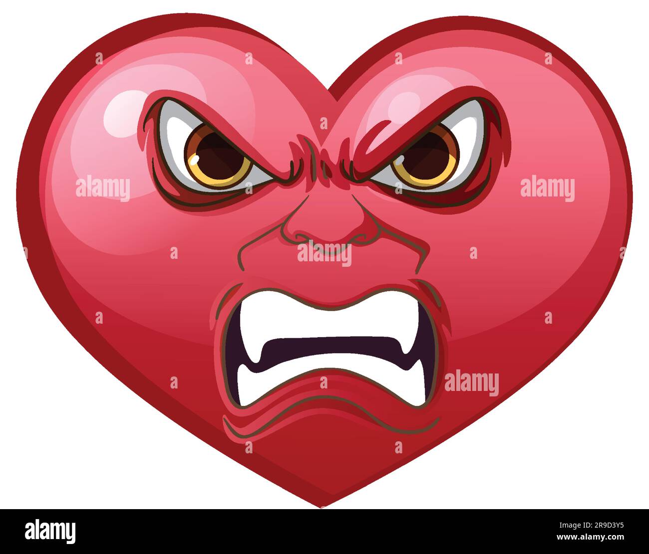Heart shape with evil facial expression illustration Stock Vector Image ...
