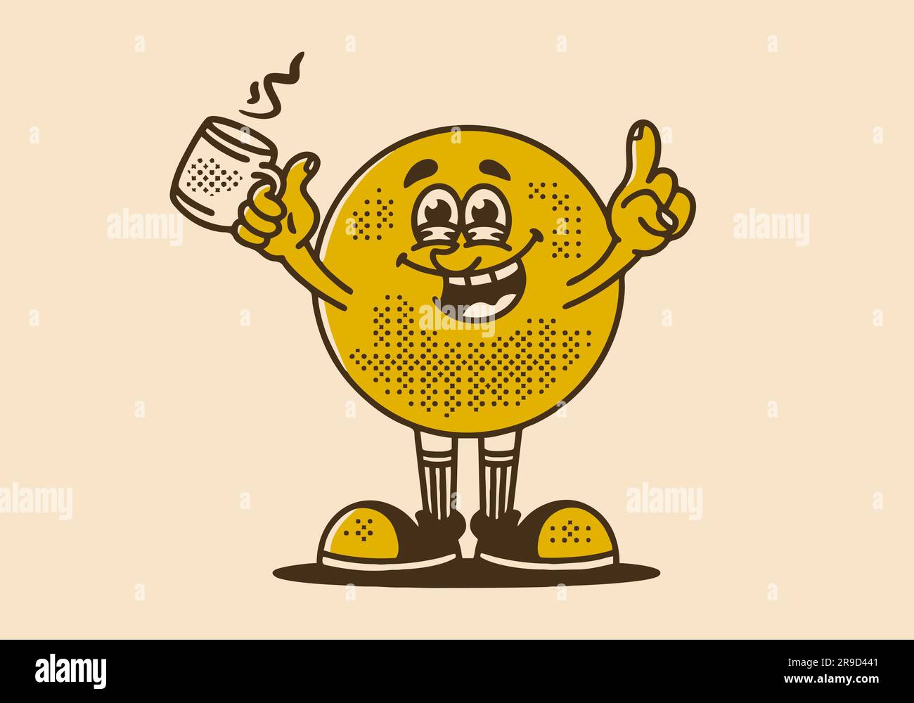 Vintage mascot character of ball head with chill expression Stock ...