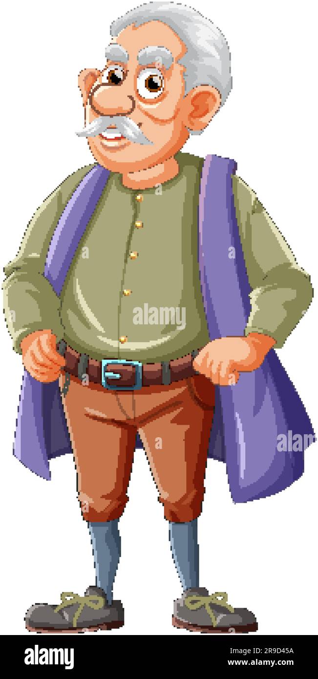 Old man cartoon character with mustache illustration Stock Vector Image ...
