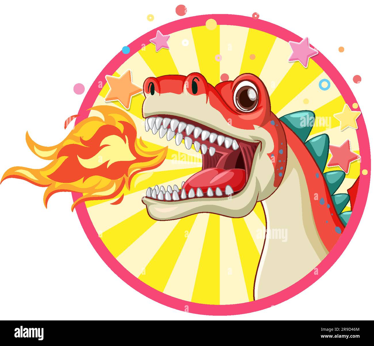 Dragon on circle comic sticker template illustration Stock Vector Image ...