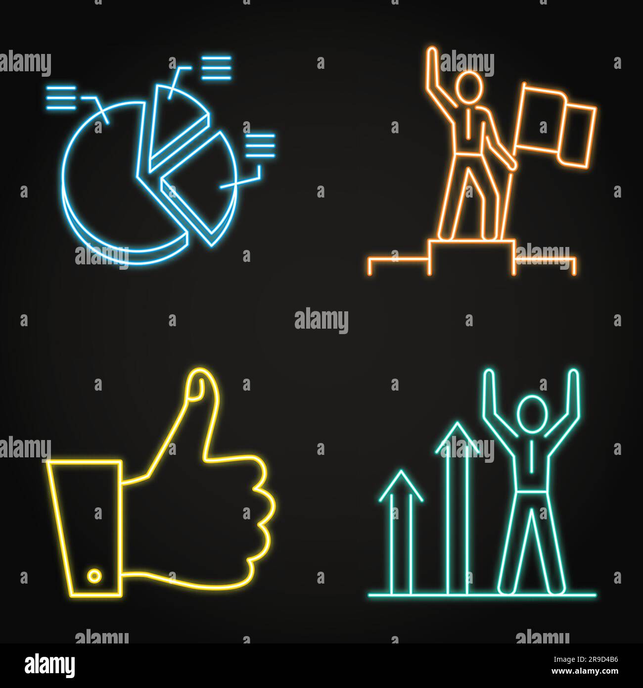 Electoral rating neon icon set. Voting, distribution of votes, victory ...