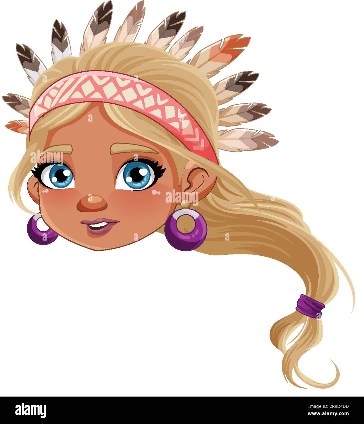 Female Native American cartoon head illustration Stock Vector Image ...