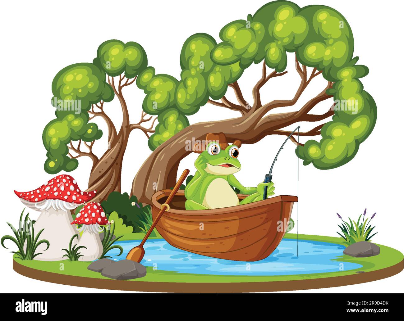 Frog Sitting on Boat in the Pond illustration Stock Vector Image & Art ...