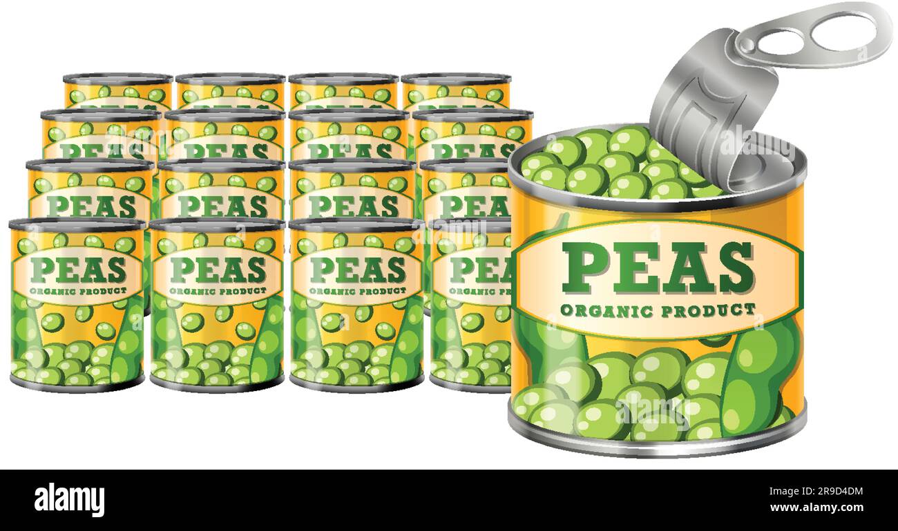 Organic peas in can product for marketing illustration Stock Vector ...