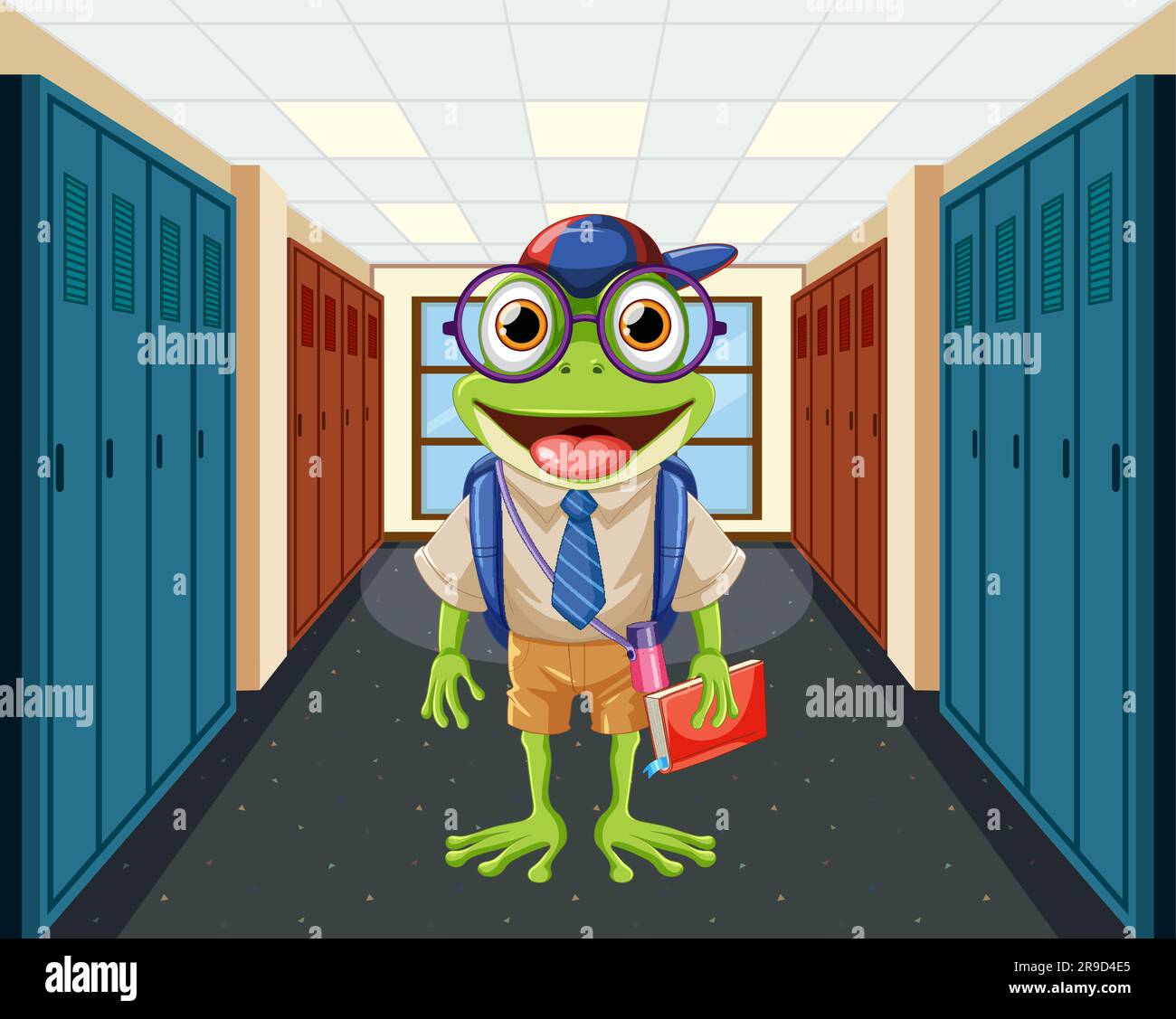 Student Frog Cartoon Character illustration Stock Vector Image & Art ...