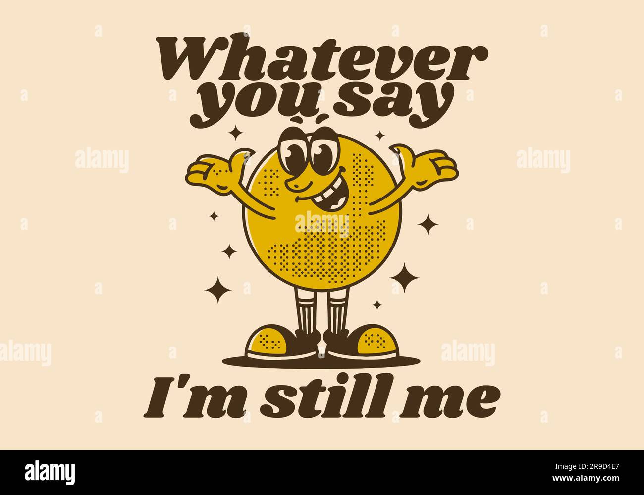 Whatever you say, I'm still me. Vintage mascot character of ball head ...