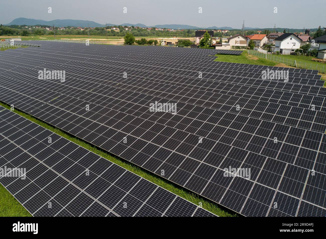 Ivanec, Hrvatska. 21st June, 2023. Aerial view of solar power plants ...