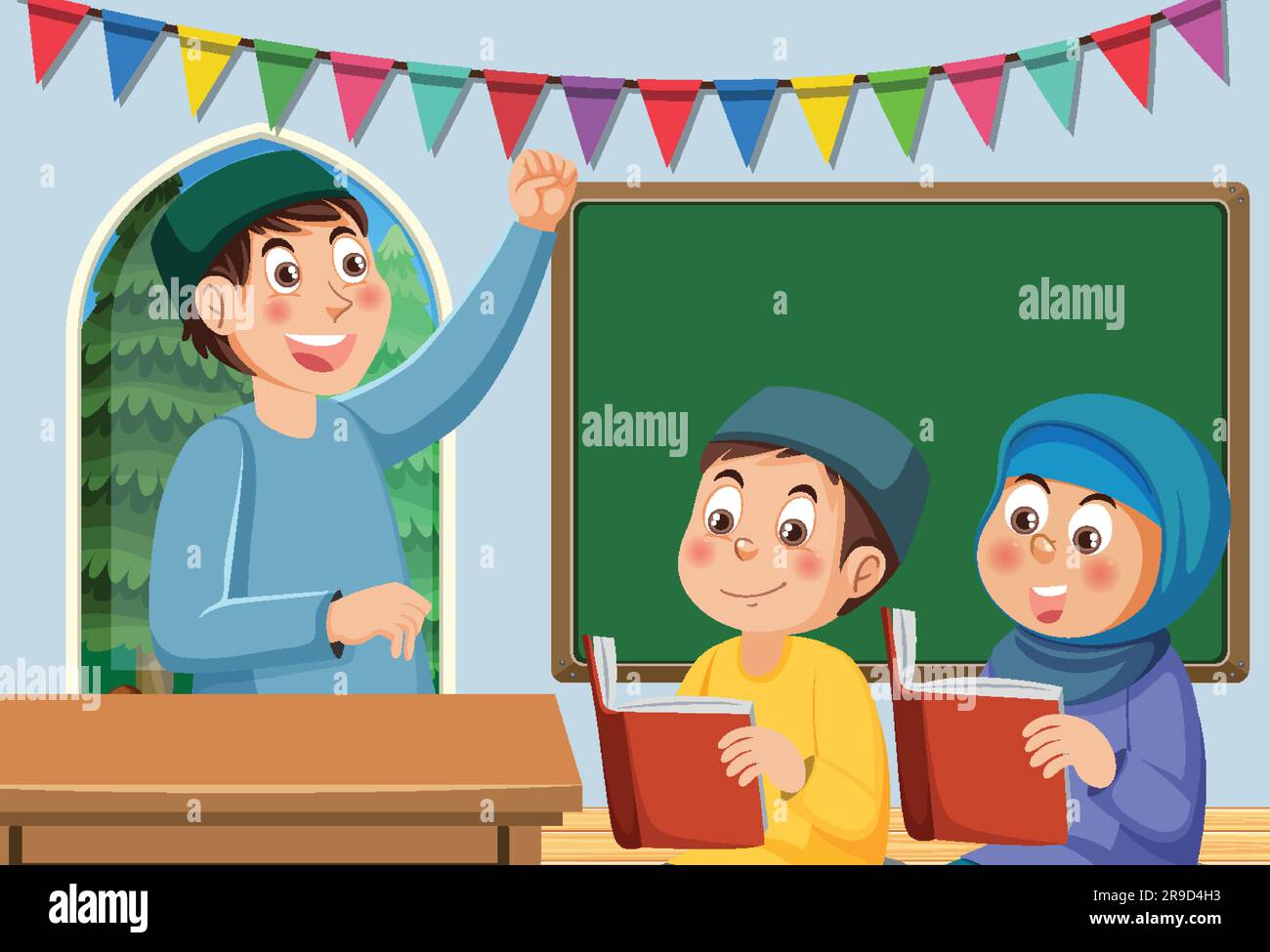 Muslim student at school illustration Stock Vector Image & Art - Alamy