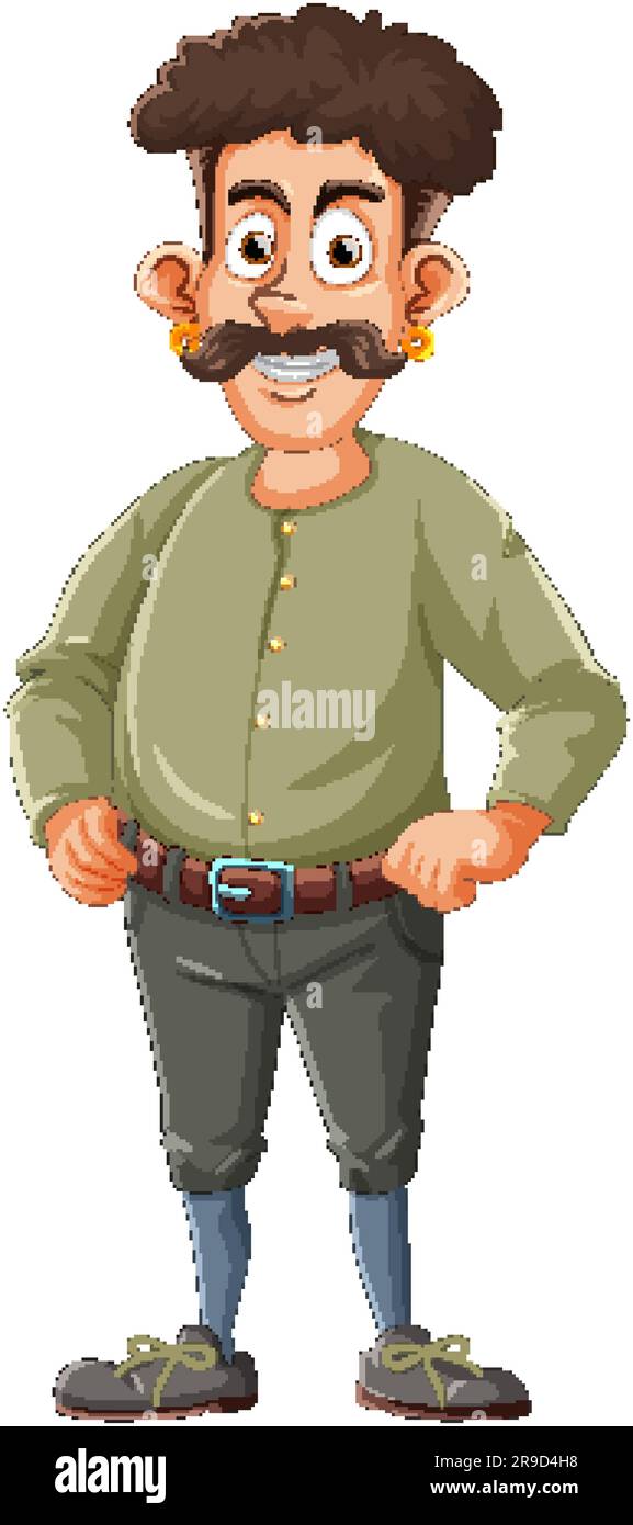 Middle age man cartoon character with mustache illustration Stock ...