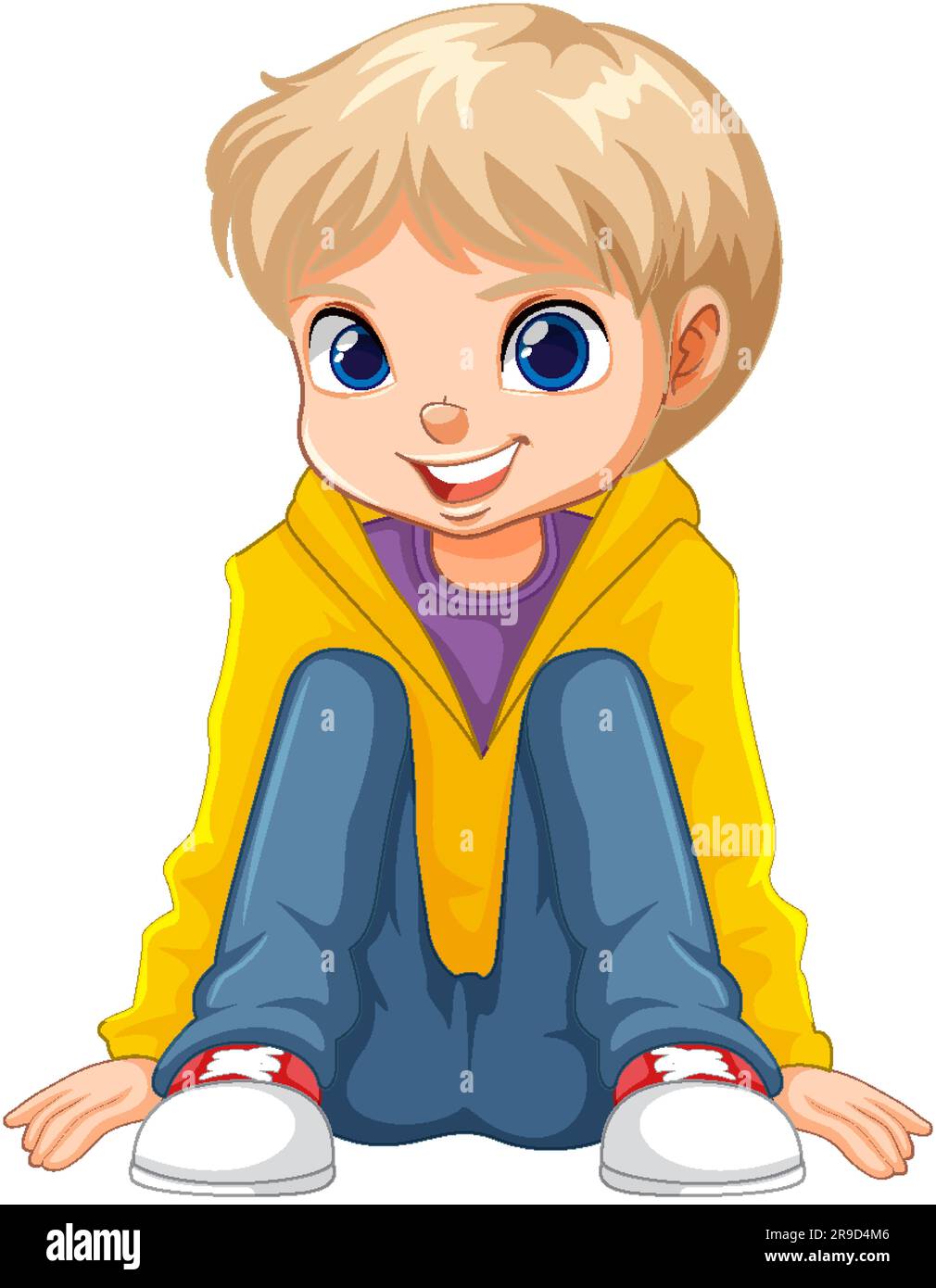 Cute boy cartoon sitting on the ground floor illustration Stock Vector ...