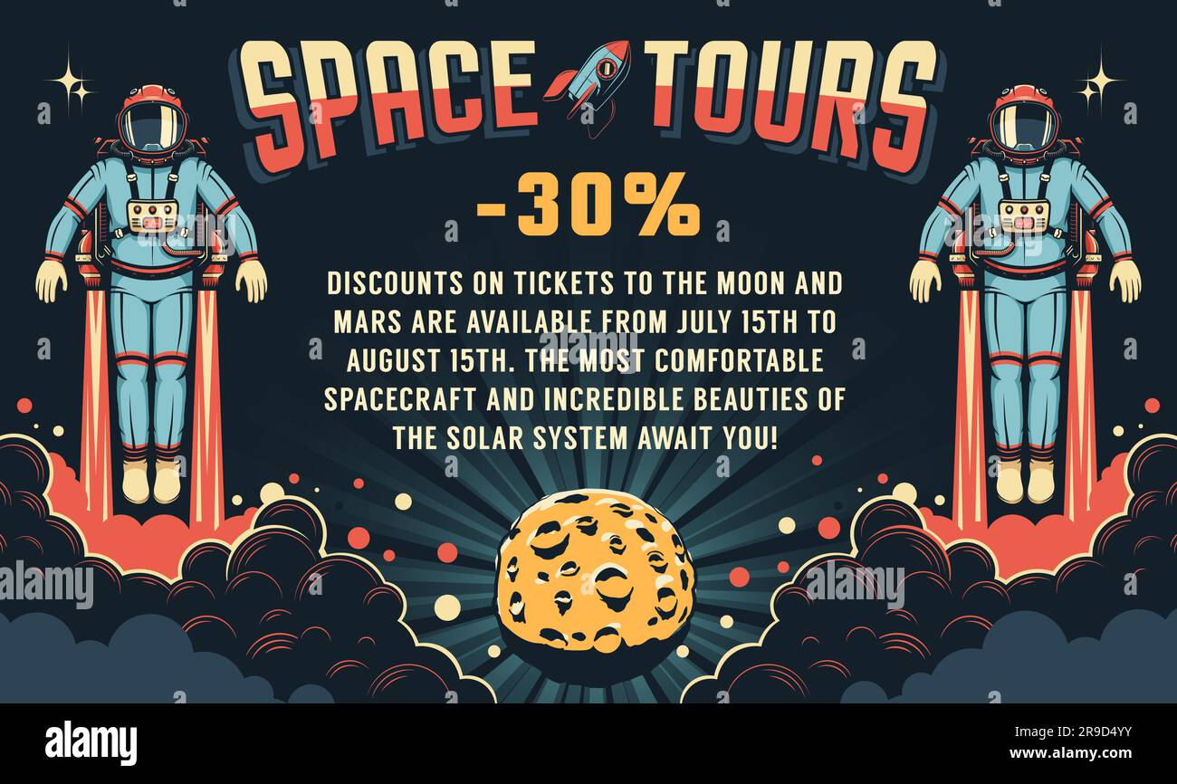 Space poster in retro style with Stock Vector Image & Art - Alamy