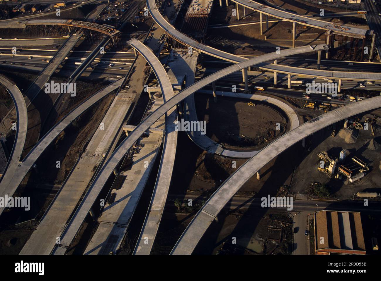 Aerial of highway under construction in Los Angeles, CA Stock Photo - Alamy