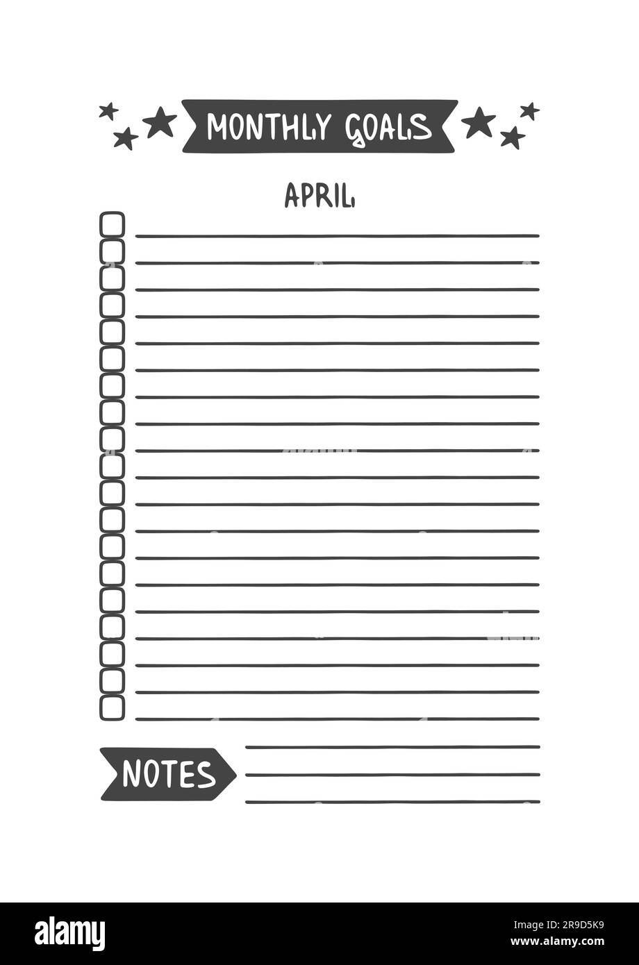 April Monthly Goals. Vector Template for Agenda, Planner and Other ...