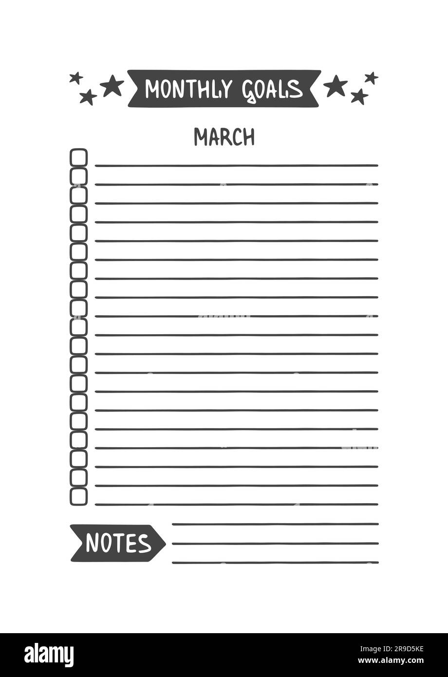 March Monthly Goals. Vector Template for Agenda, Planner and Other ...