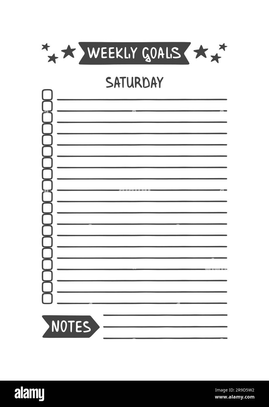 Weekly Goals. Saturday. Vector Template for Agenda, Planner and Other ...