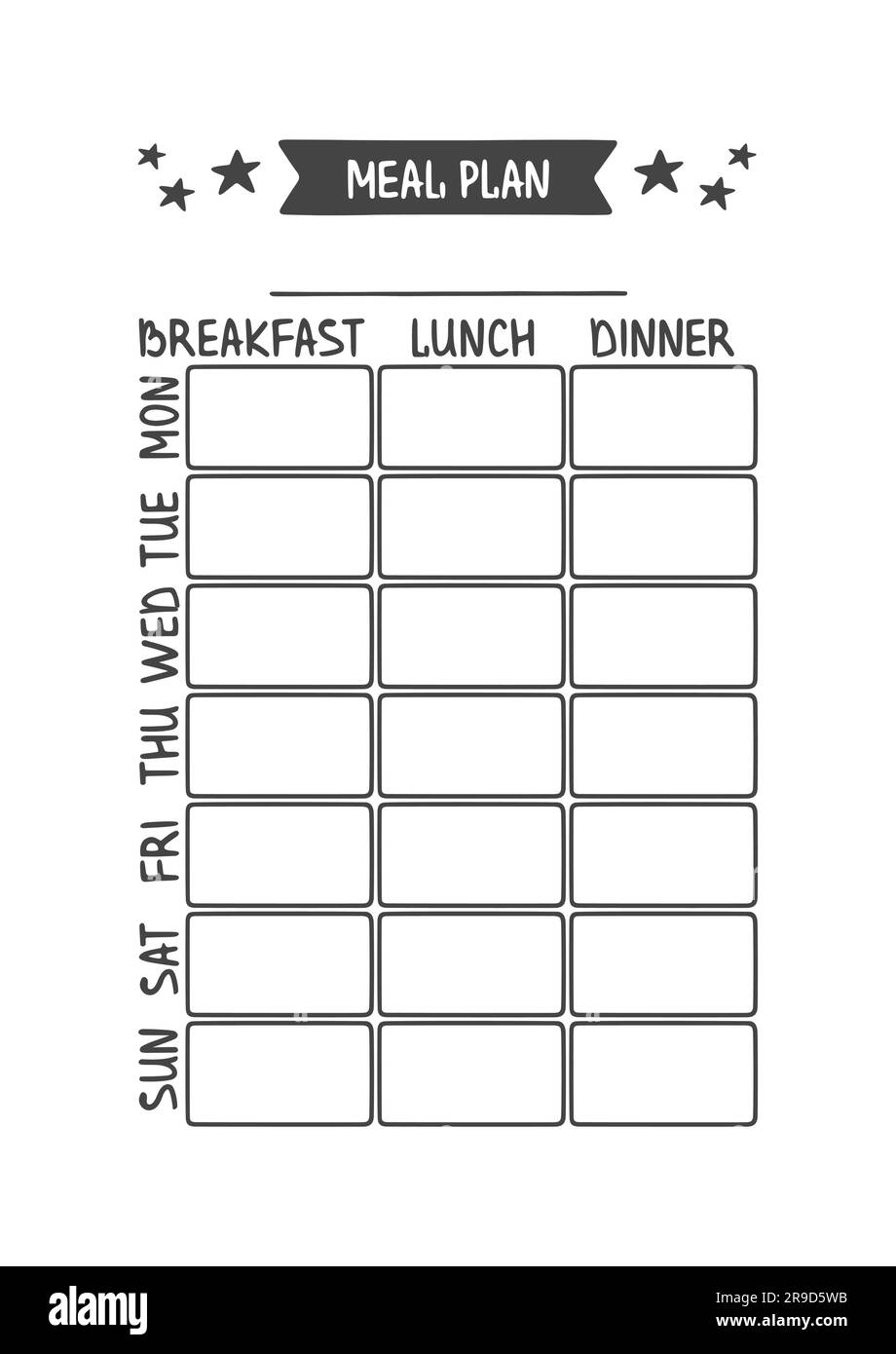 Meal Plan. Vector Template for Agenda, Planner and Other Stationery ...