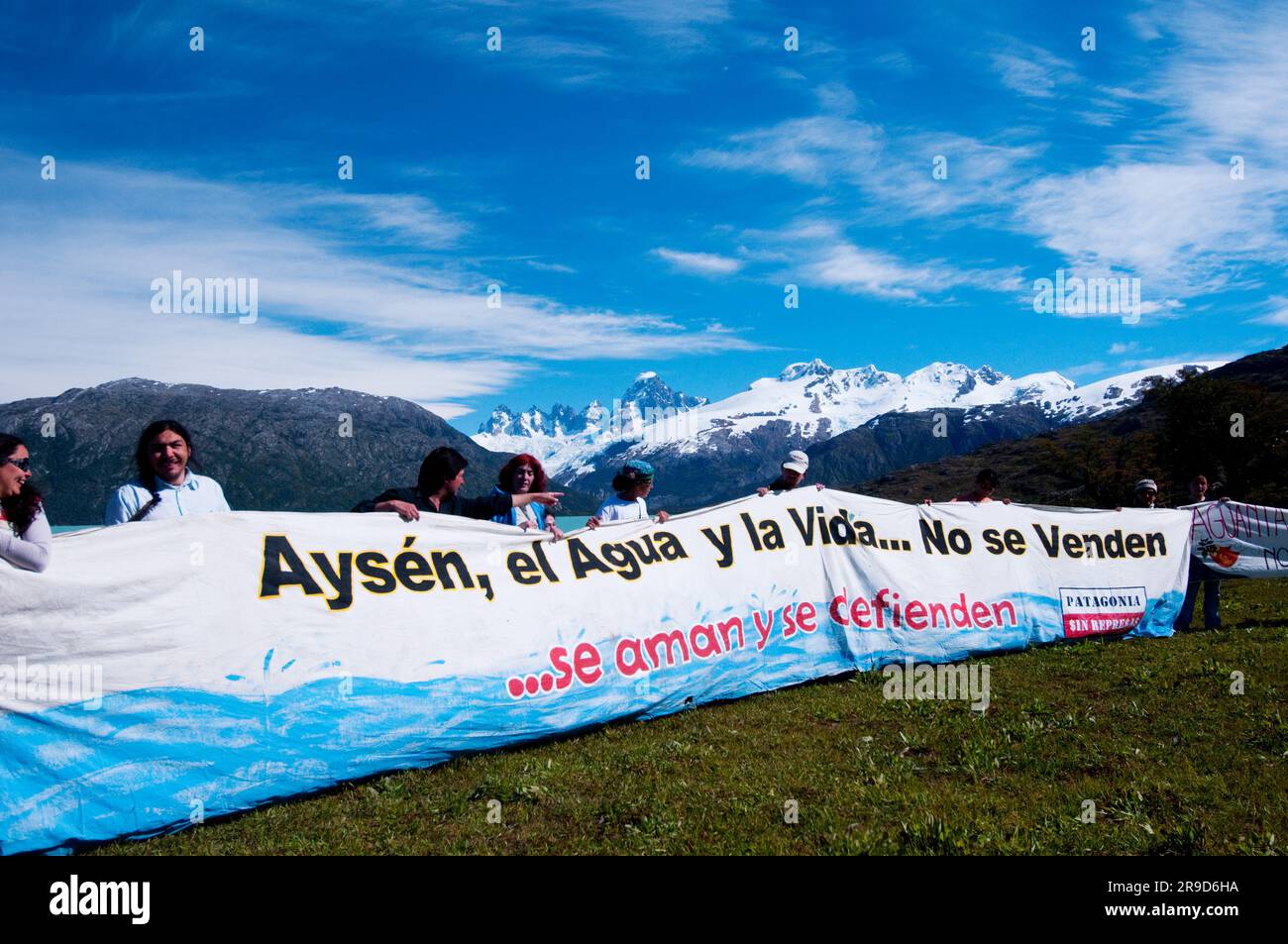 Sin Represas group at the site of the proposed dams on the Pascua River ...