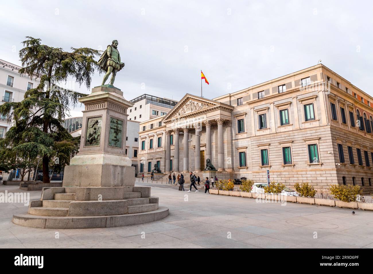 Madrid, Spain - FEB 16, 2022: Palacio de las Cortes is a building in ...