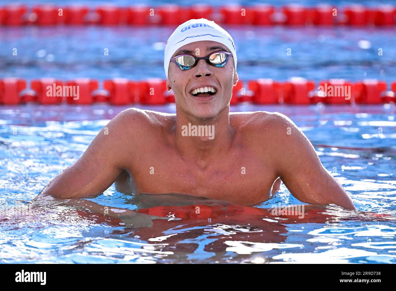 David Popovici of Romania reacts after compete in the 200m Freestyle ...